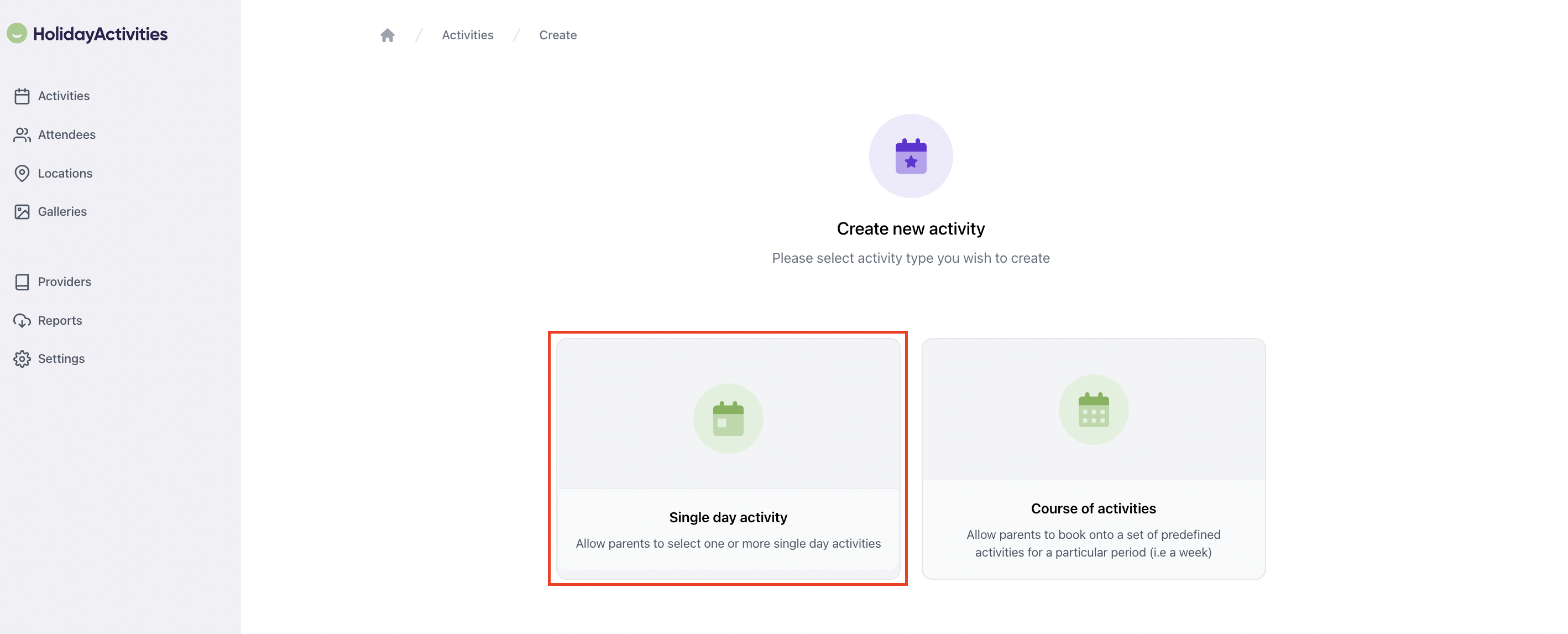 How to create an activity – Holiday Activities