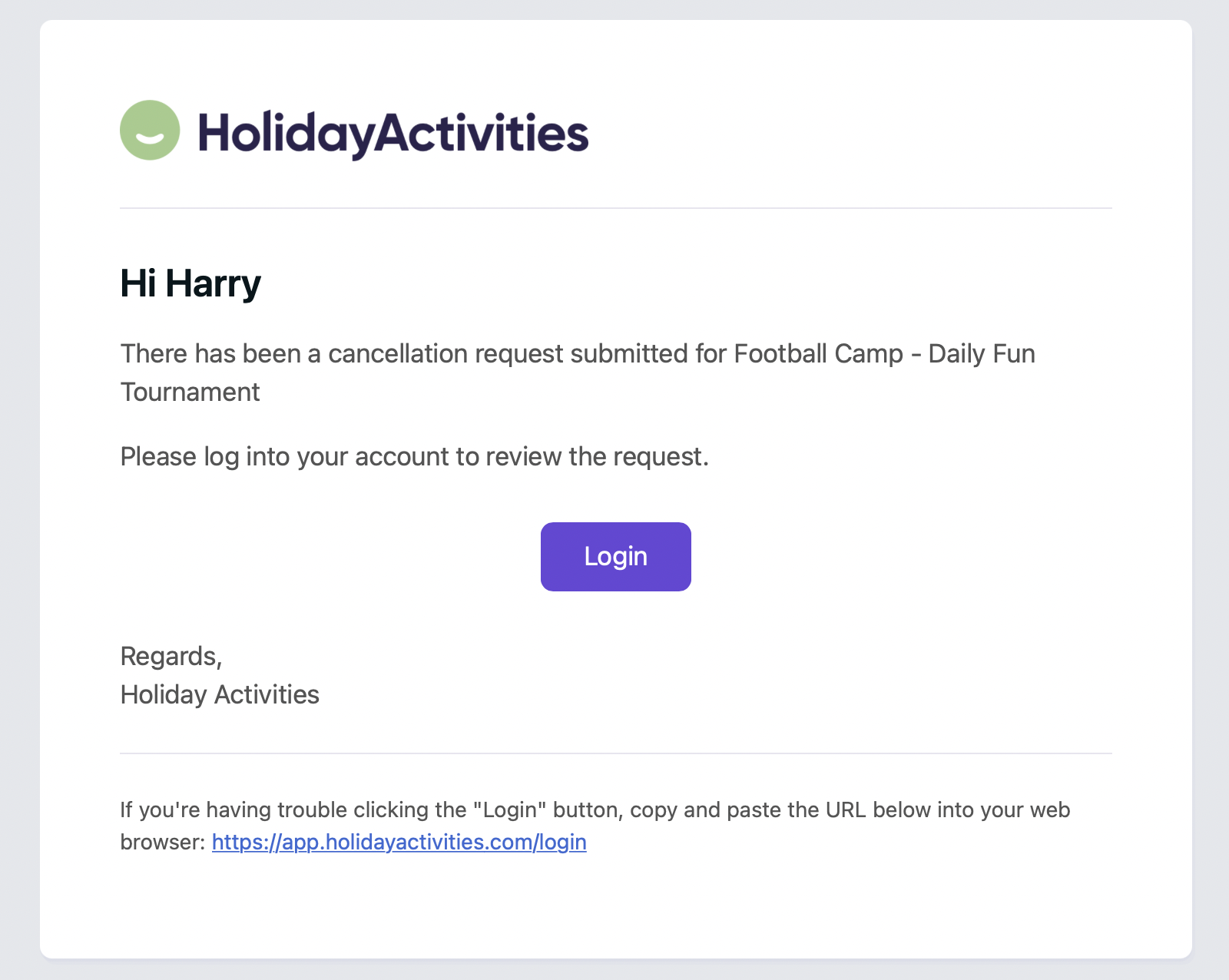 How to action cancellation requests – Holiday Activities